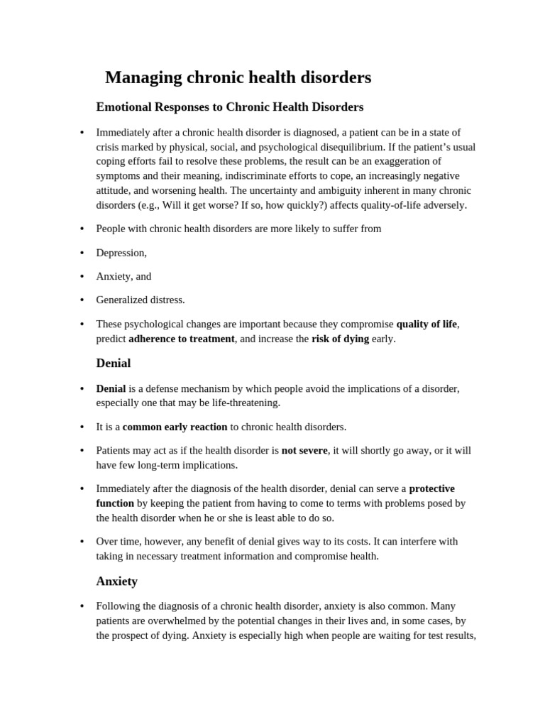 Emotional Impact of Chronic Health Disorders | PDF | Major Depressive ...