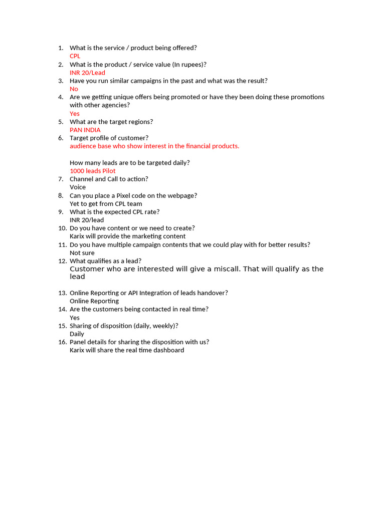 CPL Questionnaire - SRLIC | PDF