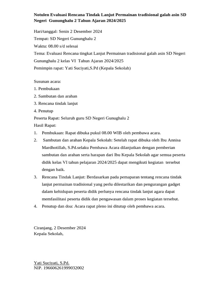 Evaluasi Permainan Tradisional Galah Asin | PDF