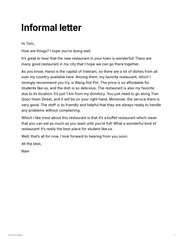 Informal Letter | PDF