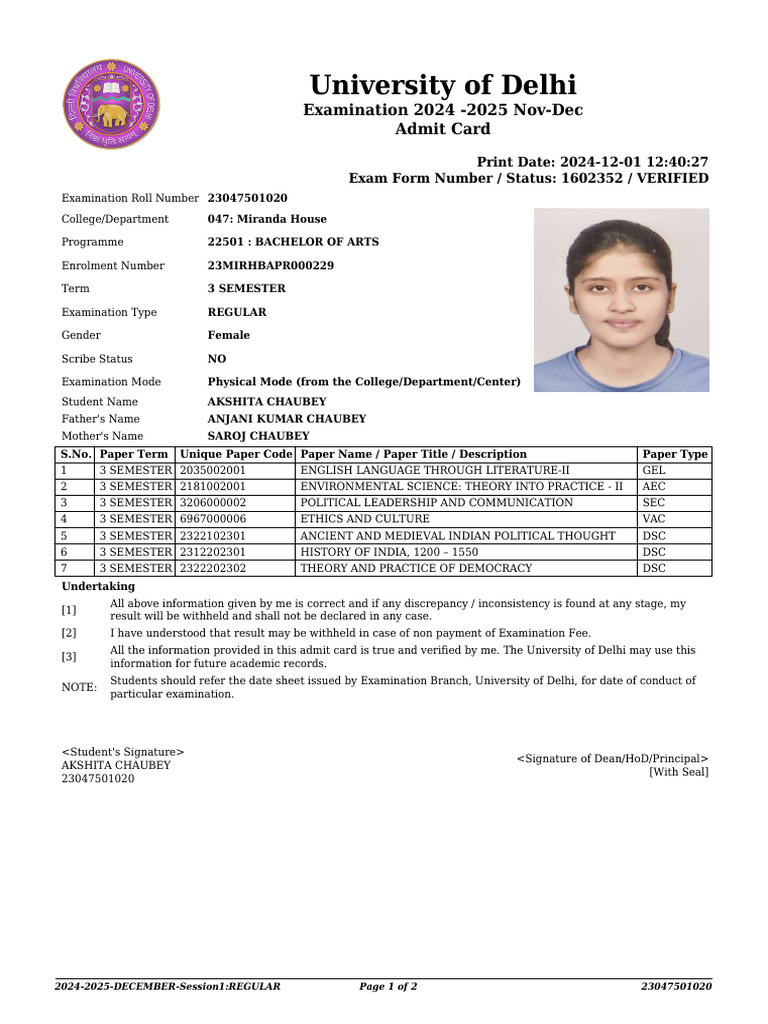 hall card sem 3 | PDF