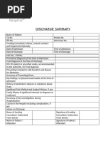 Sample Discharge Summary Template | PDF