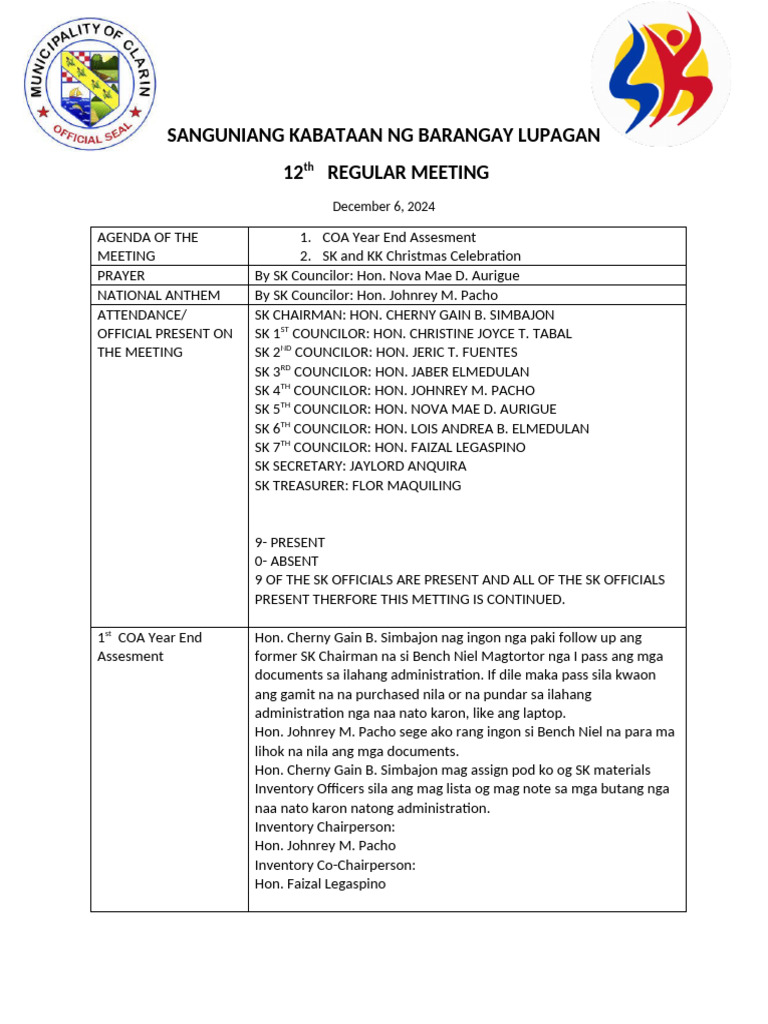 12th Reg Meeting Pdf