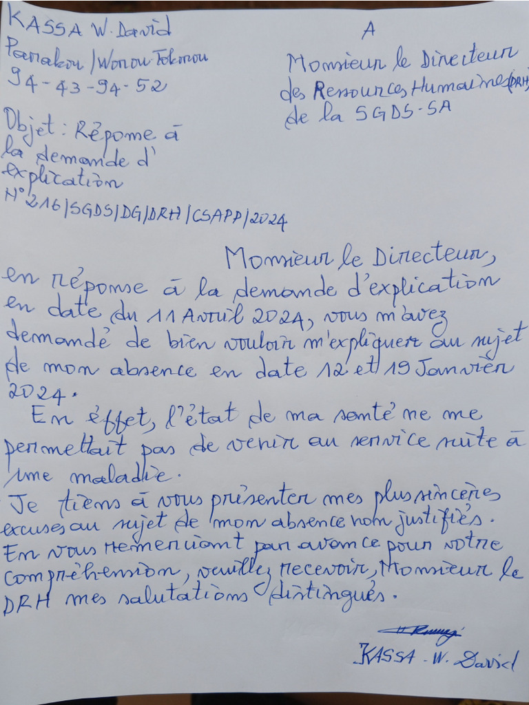 Demande D'explication | PDF