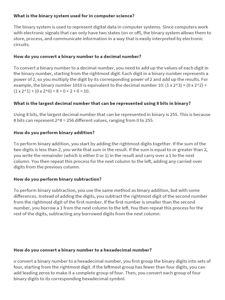 What Is The Binary System Used For in Computer Science | PDF | Data ...