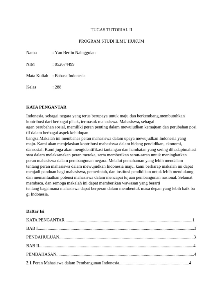 TUGAS TUTORIAL II Bhs Indonesia | PDF