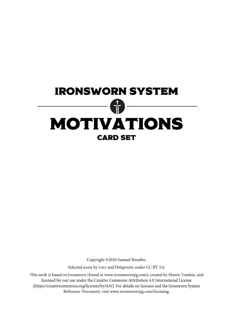 Ironsworn Motivations Card Set | PDF