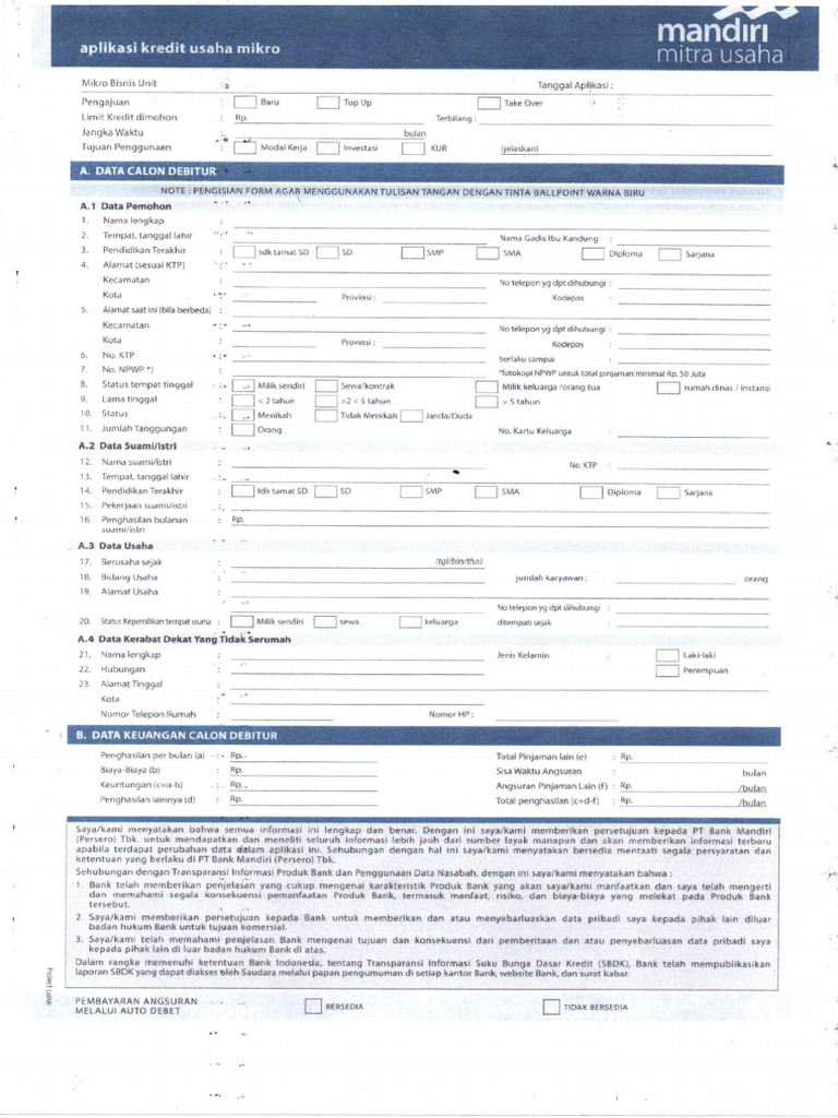 form bank sumut bgn depan | PDF