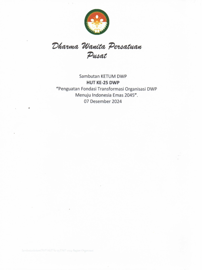 Sambutan HUT Ke 25 DWP | PDF