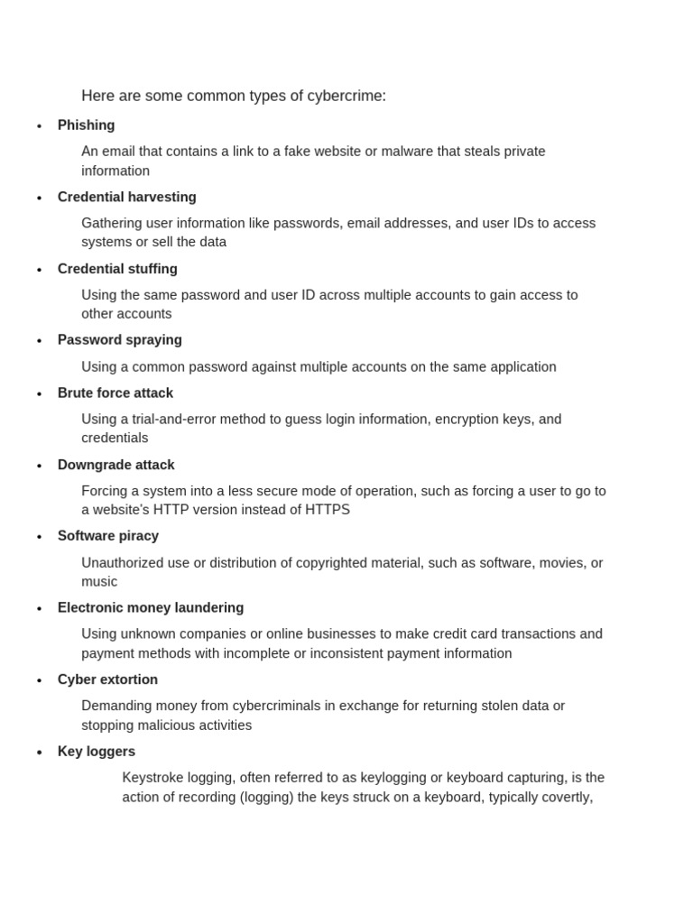 Common Types of Cybercrime Explained | PDF