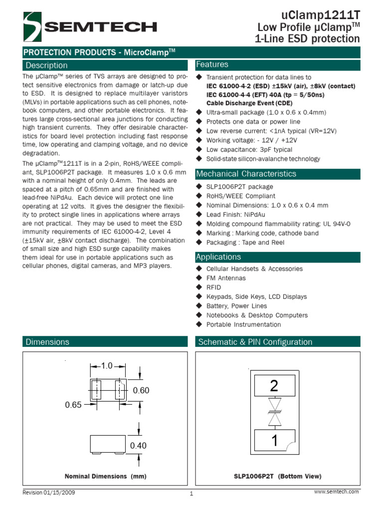 uclamp1211t | PDF | Electrostatic Discharge | Electrical Components