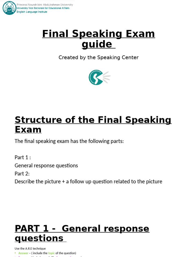 Final Speaking Exam Guide SEM 1 2024 - 25 | PDF | Question | Meal