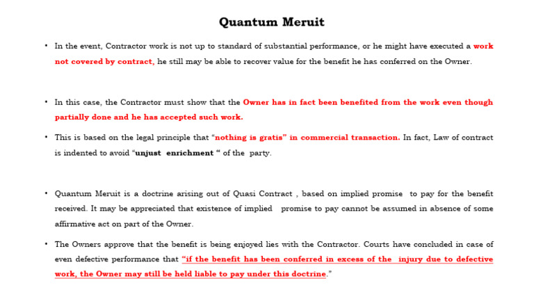 Understanding Quantum Meruit Principles | PDF
