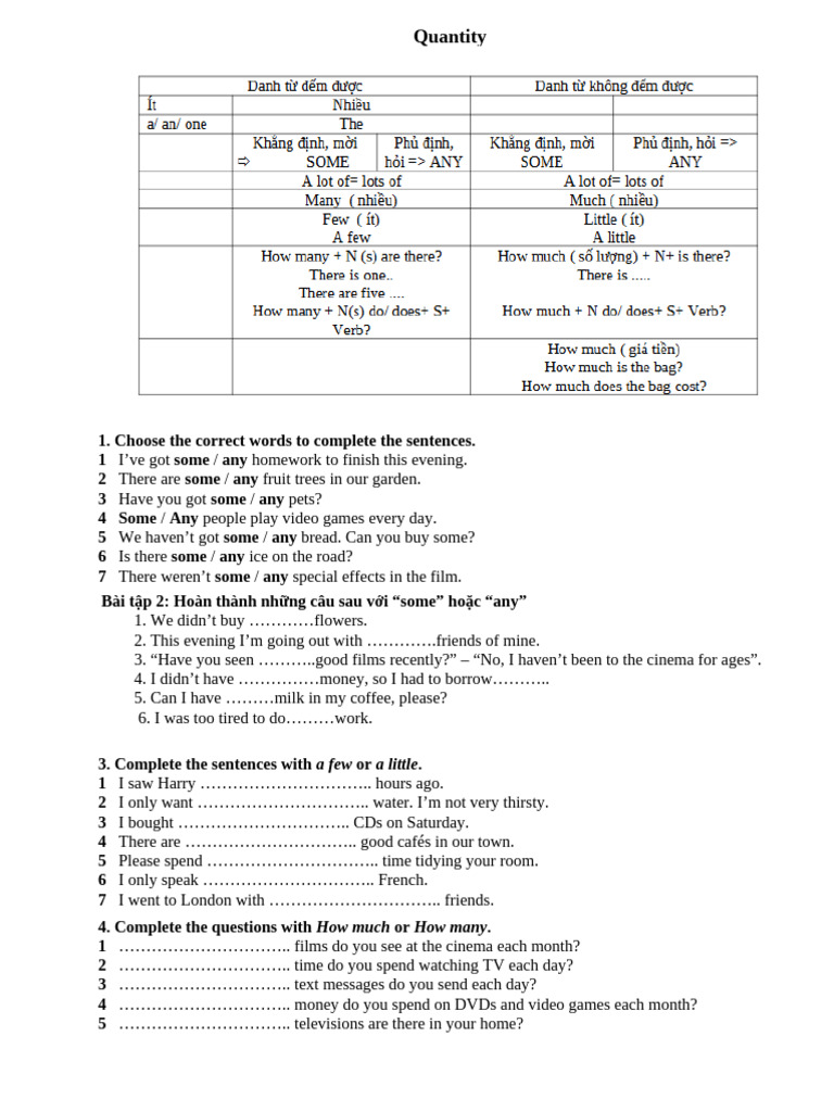 English Grammar - Quantity | PDF