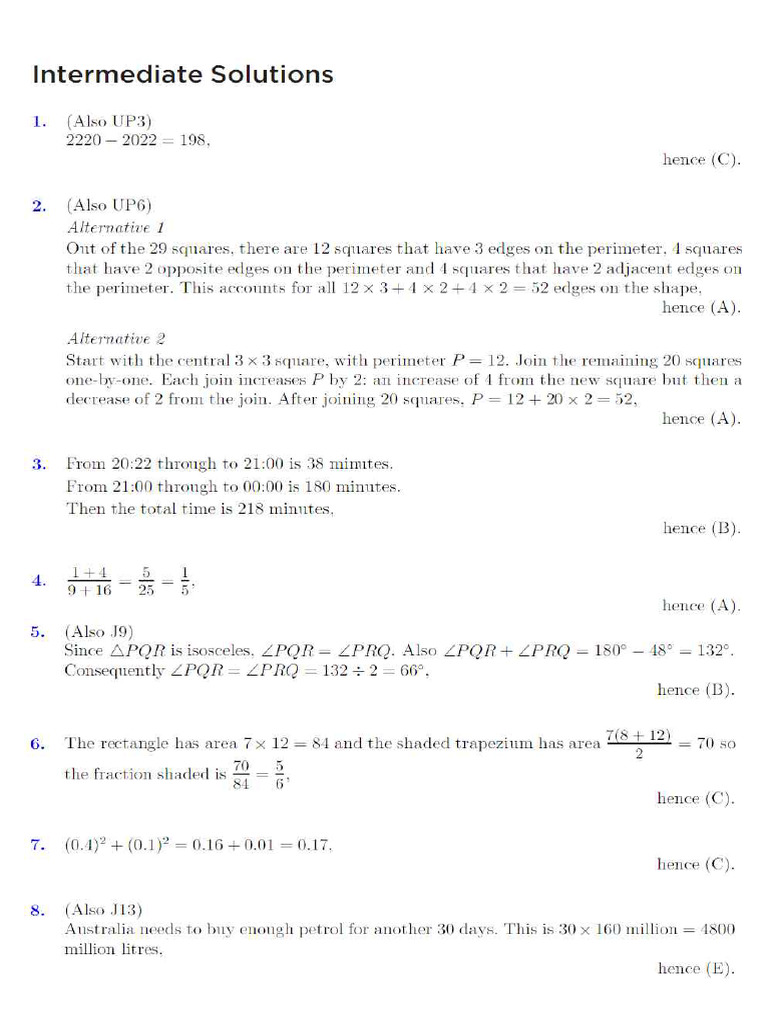 2022 Inter AMC Solution Only | PDF