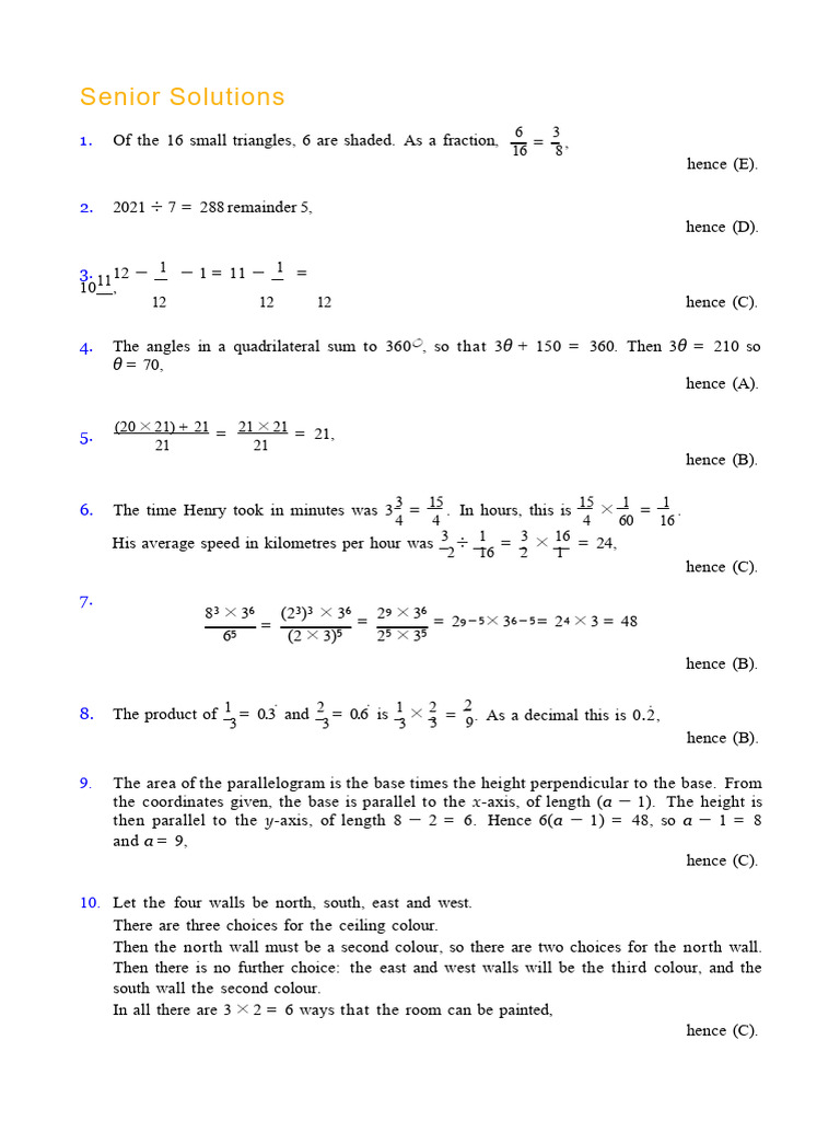2021 Senior AMC Solutions | PDF | Area | Geometry