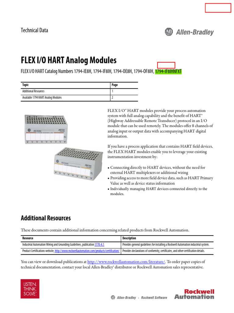 7 _1794 Flex I-o Hart Analog Modules | PDF | Analog To Digital ...