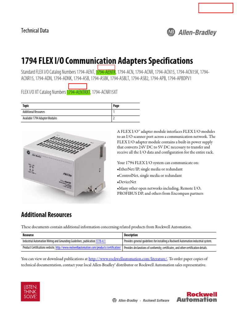 4,14 _1794 FLEX I-O Communication Adapters | PDF | Computer Network ...