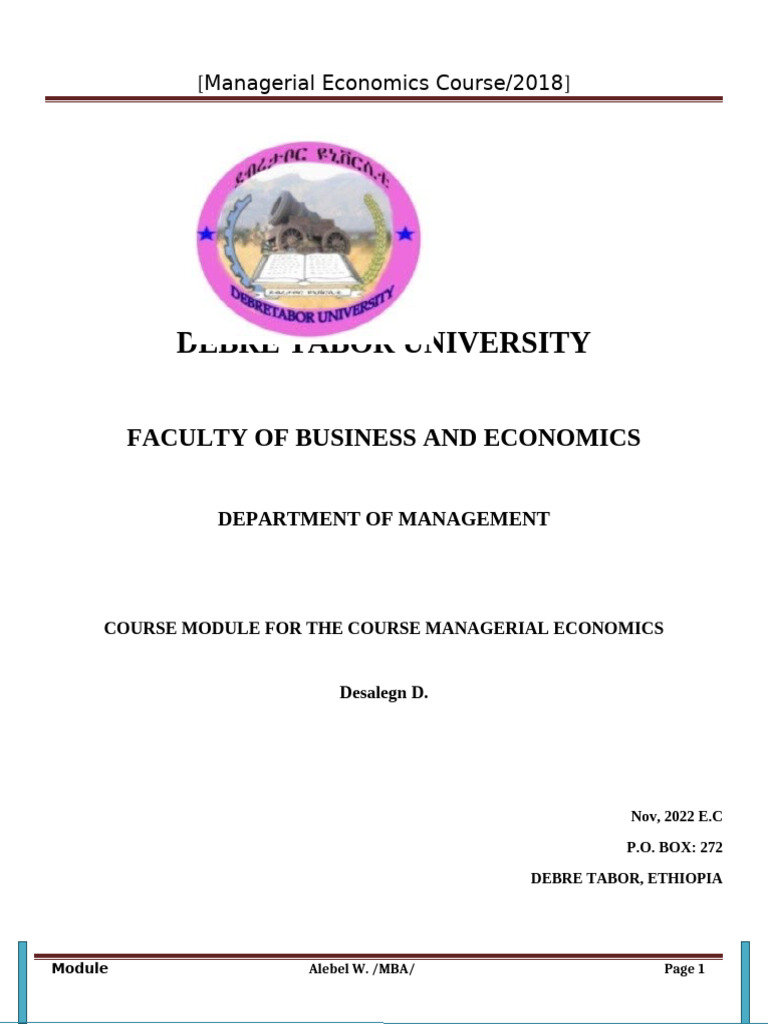 Managerial.Ec- Module | PDF | Economic Equilibrium | Forecasting