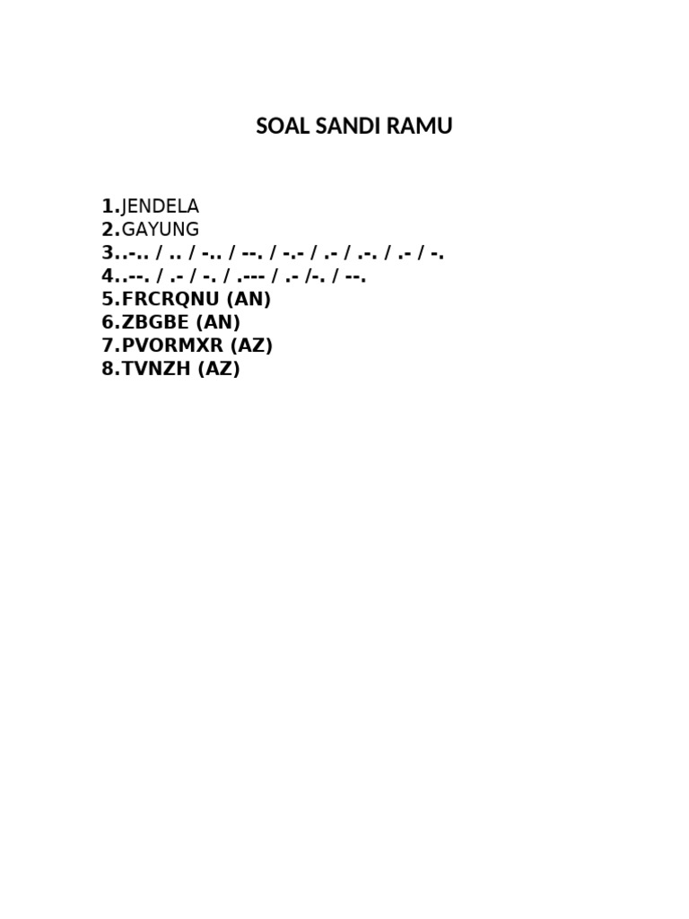 Soal Sandi Ramu 1 New | PDF