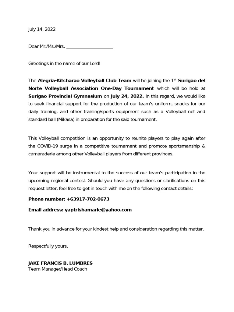 Solicitation Letter - ODL - SUNVA | PDF