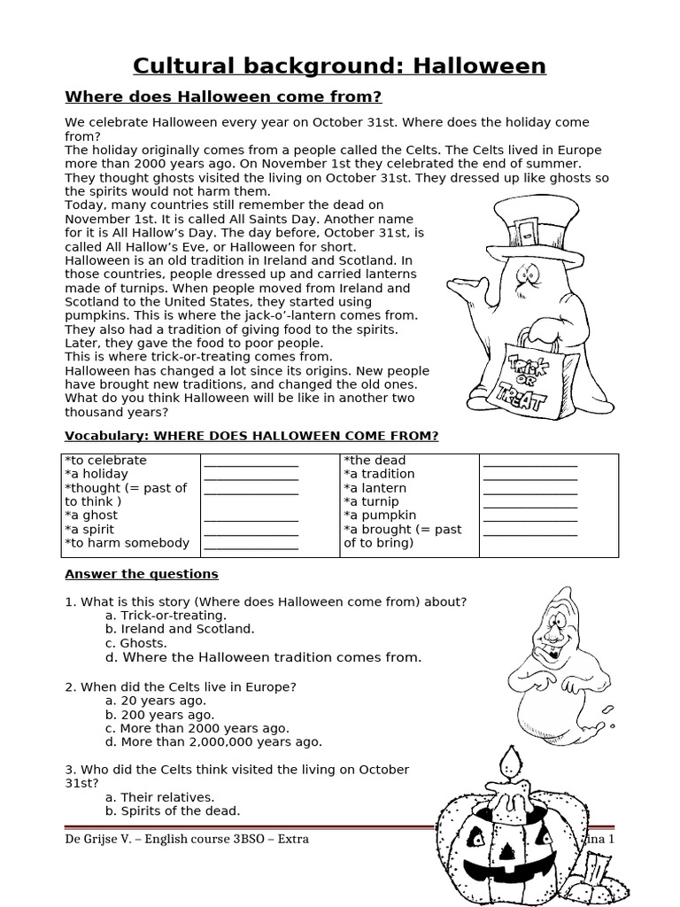 Halloween Reading Comprehension Exercises - 31497 | PDF | Halloween ...