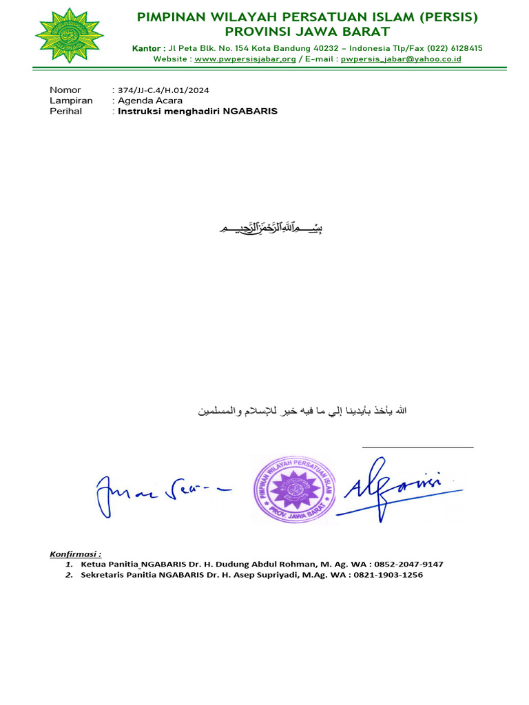 Undangan NGABARIS Persis Jabar | PDF