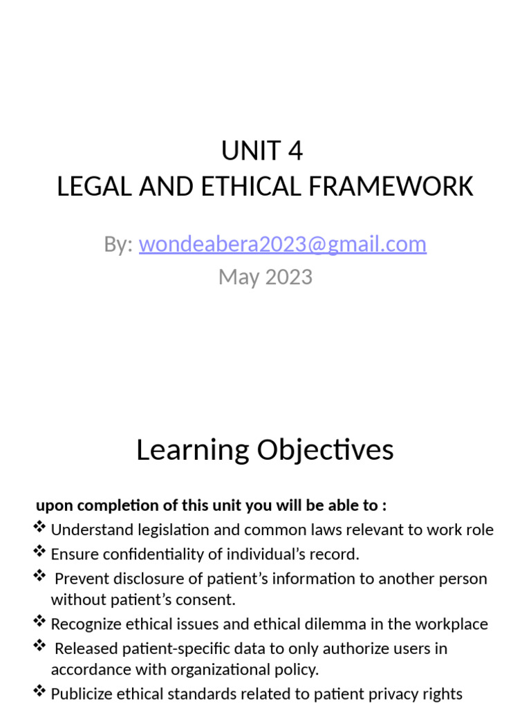 Unit 4 ethical framework | PDF | Confidentiality | Informed Consent
