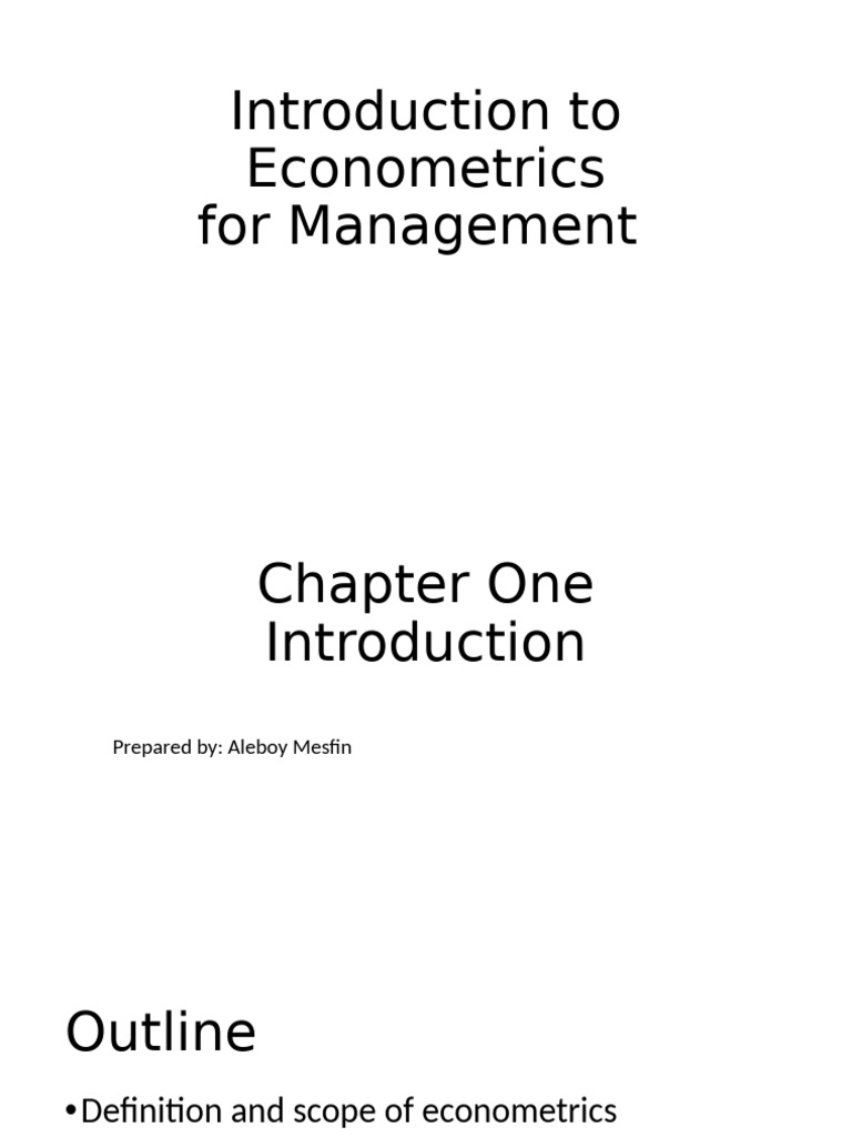 Econometrics Chapter One Pdf Econometrics Statistics
