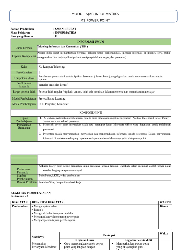 RPP Siklus Observasi | PDF