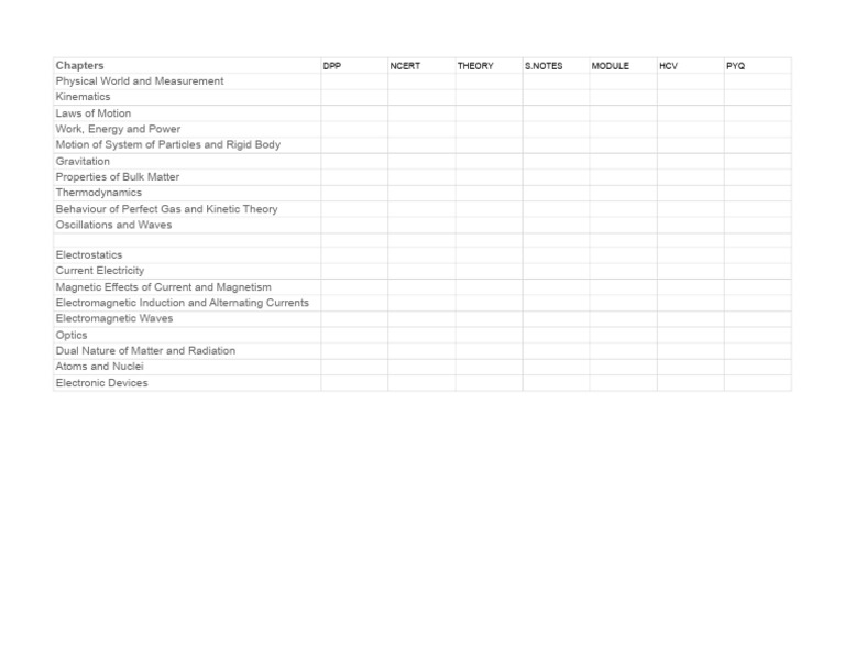 Physics Spreadsheet | PDF