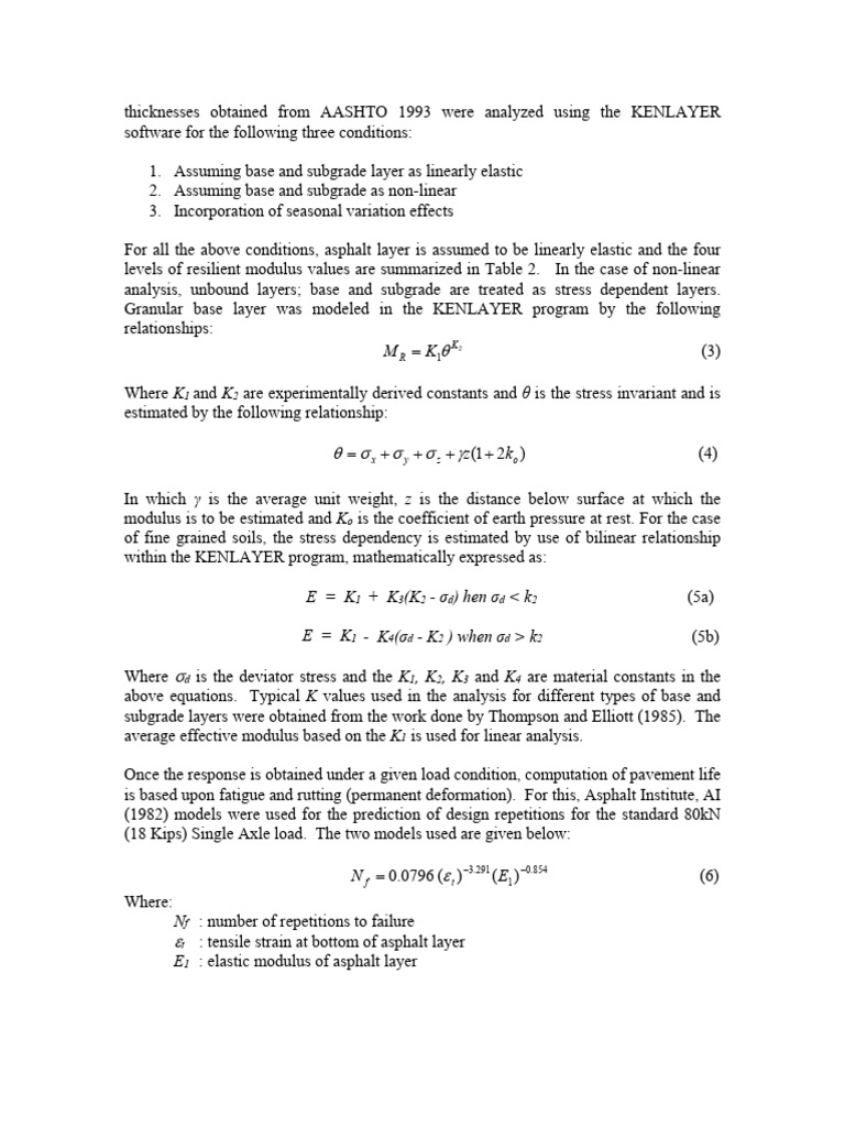 KENLAYER Analysis of Pavement Thicknesses | PDF