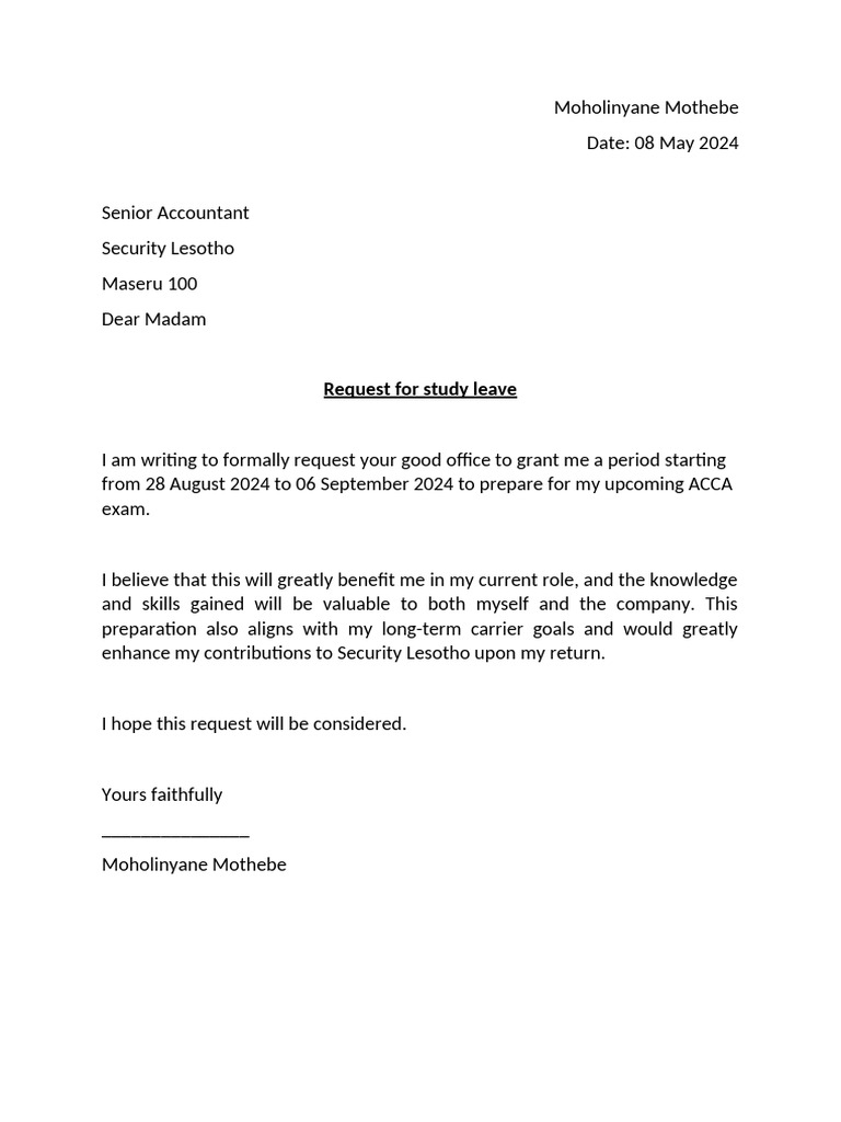 Request for Study Leave | PDF