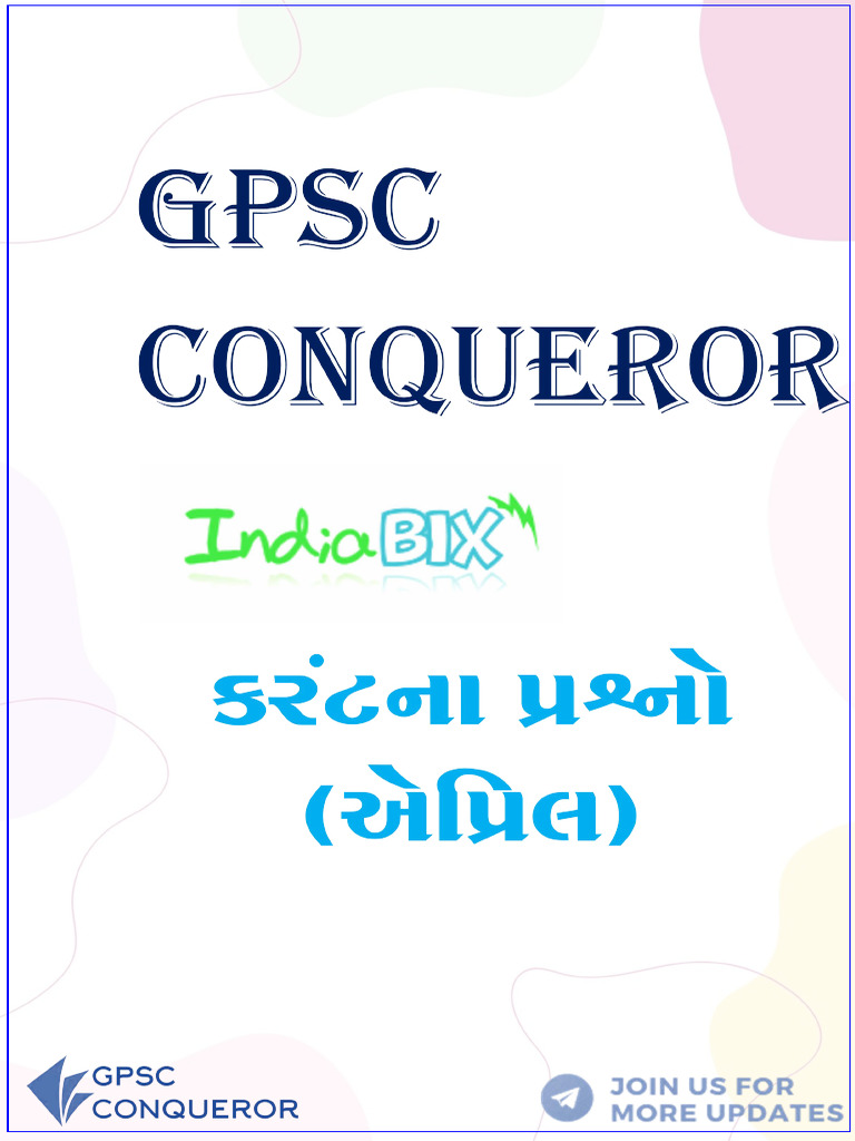 India Bix Current MCQ (April) By. GPSC Conqueror | PDF