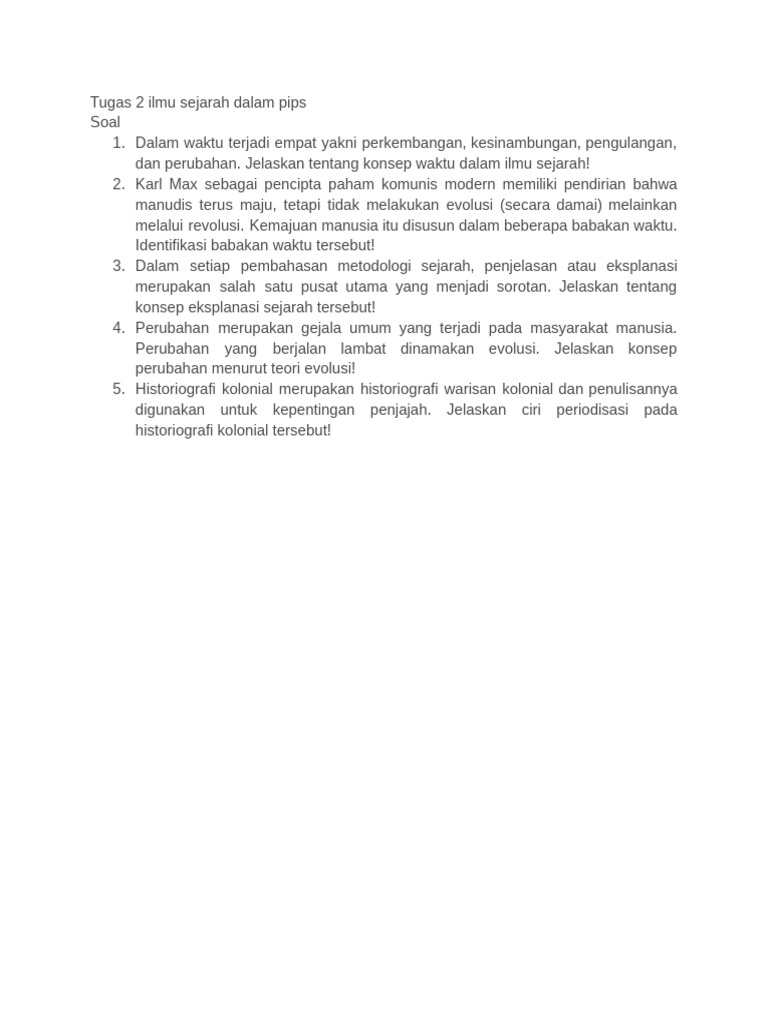 soal tugas 2 ilmu sejarah dalam pips | PDF