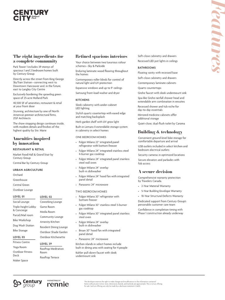 Feature Sheet | PDF | Cabinetry | Kitchen