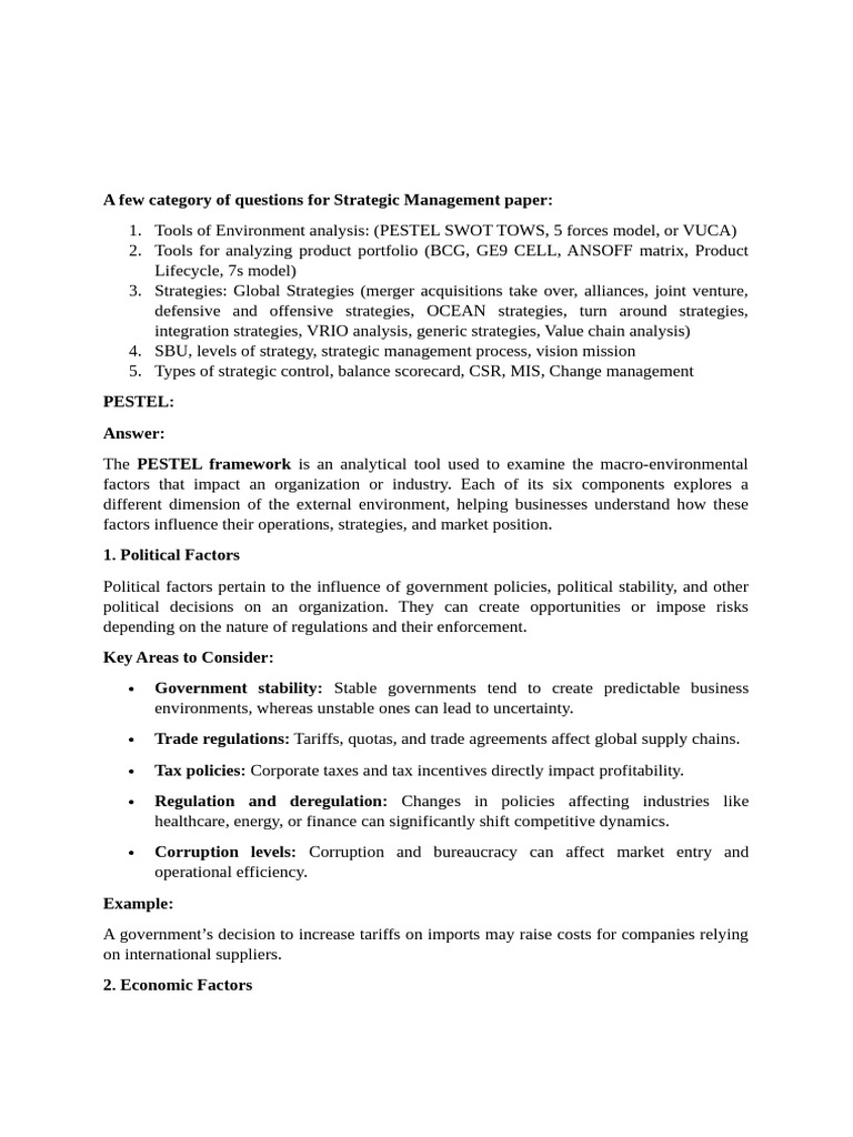 Vimp Set of Questions For SM | PDF | Strategic Management | Swot Analysis