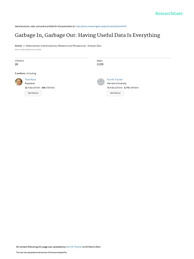 Garbage in Garbage Out Having Useful Data Is Every | PDF | Learning | Data