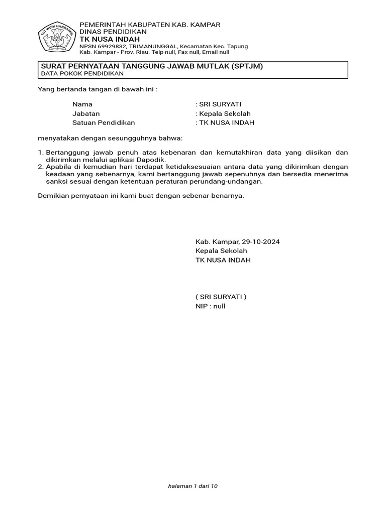 SPTJM NUSA INDAH TW-3 | PDF