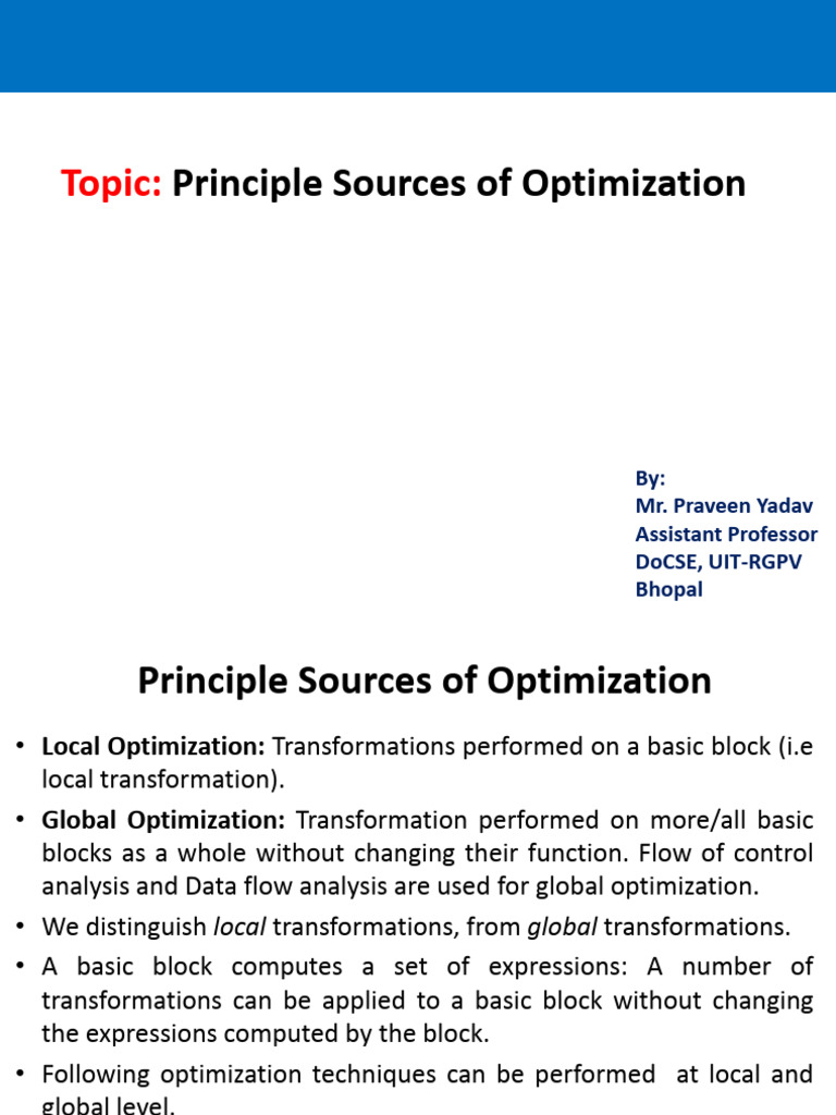 Principle Sources of Optimization | PDF | Computer Programming ...