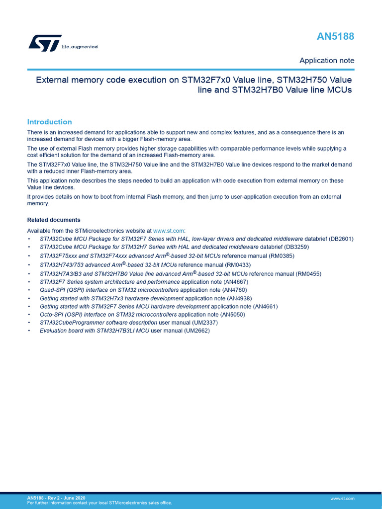 Dm00514974 External Memory Code Execution On Stm32f7x0 Value Line And 6777