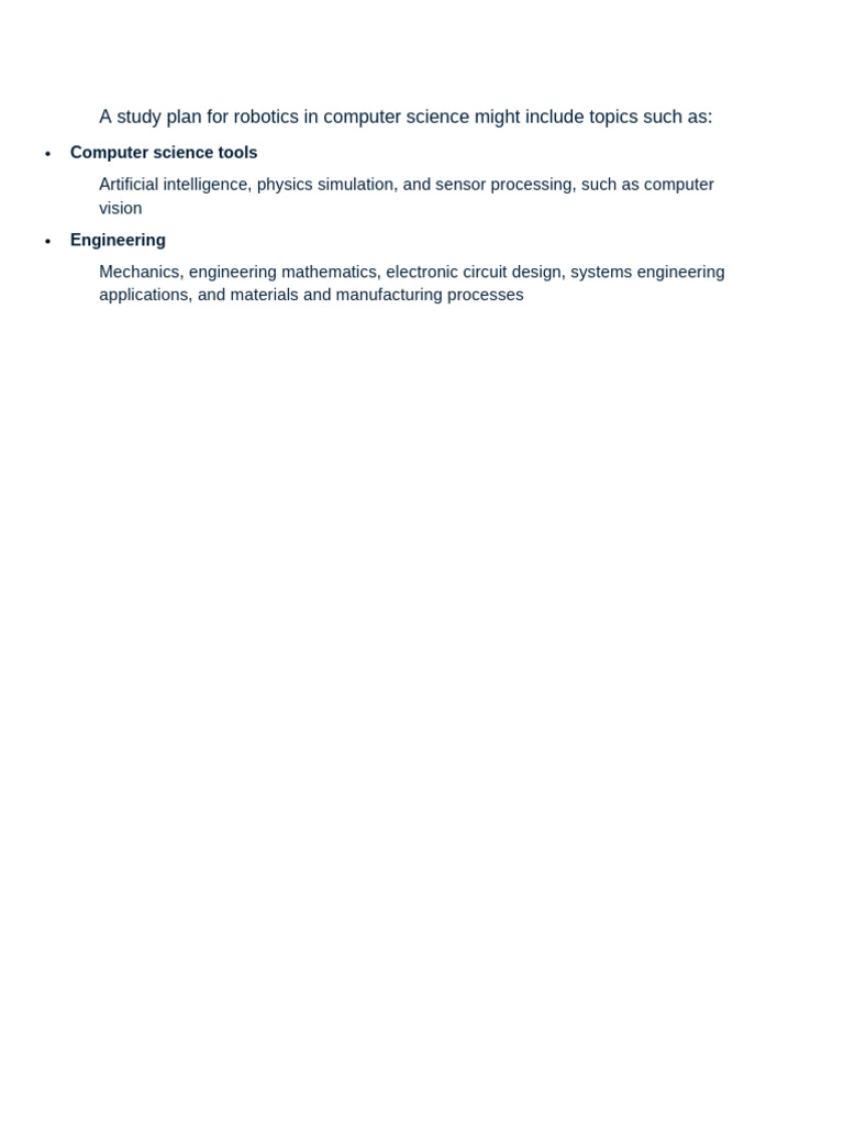 Robotics Study Plan in CS | PDF