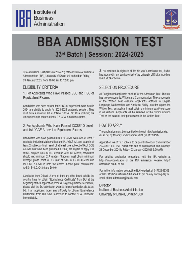 BBA Adv-24 | PDF | University And College Admission | Secondary Education