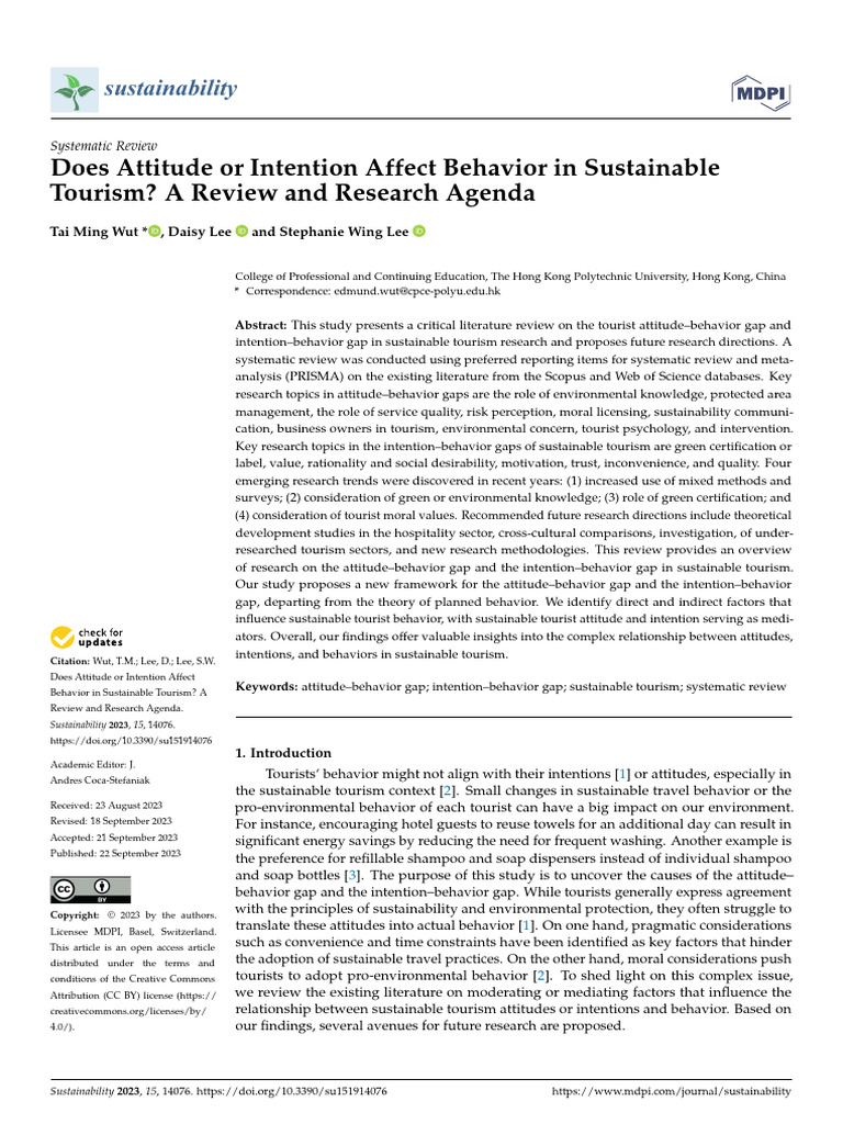 Does Attitude or Intention Affect Behavior in Sustainable | PDF ...
