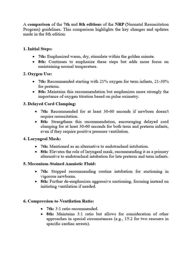 A Comparison of The 7th and 8th Editions of The NRP | PDF | Preterm ...