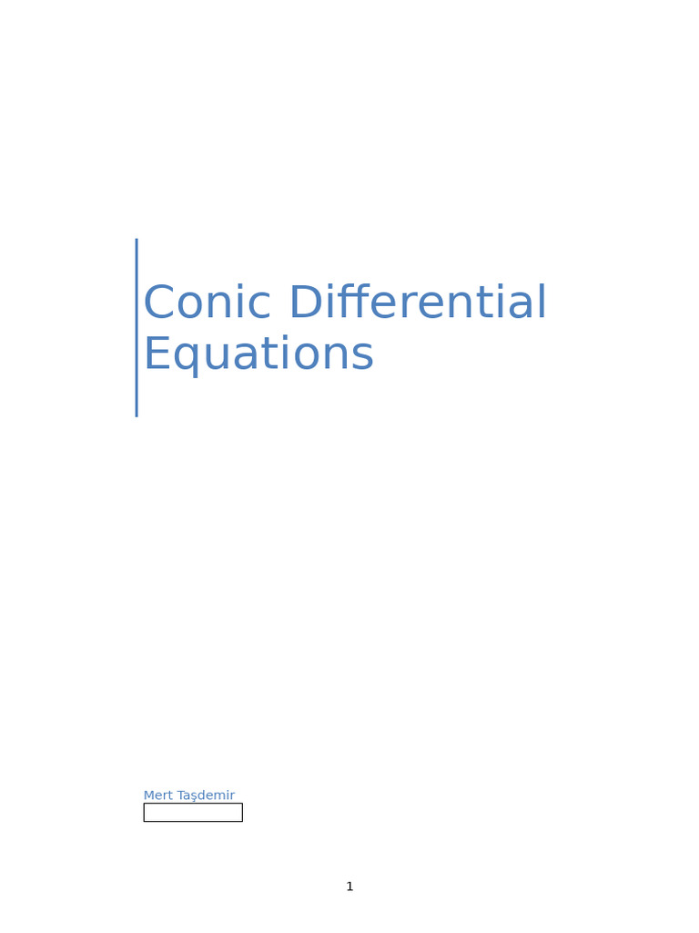 Conic Ordinary Differential Equationwithoutthankspart | PDF | Equations | Mathematics