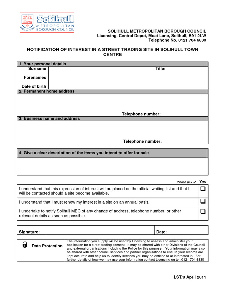 Licensing Notice of Interest Form | PDF