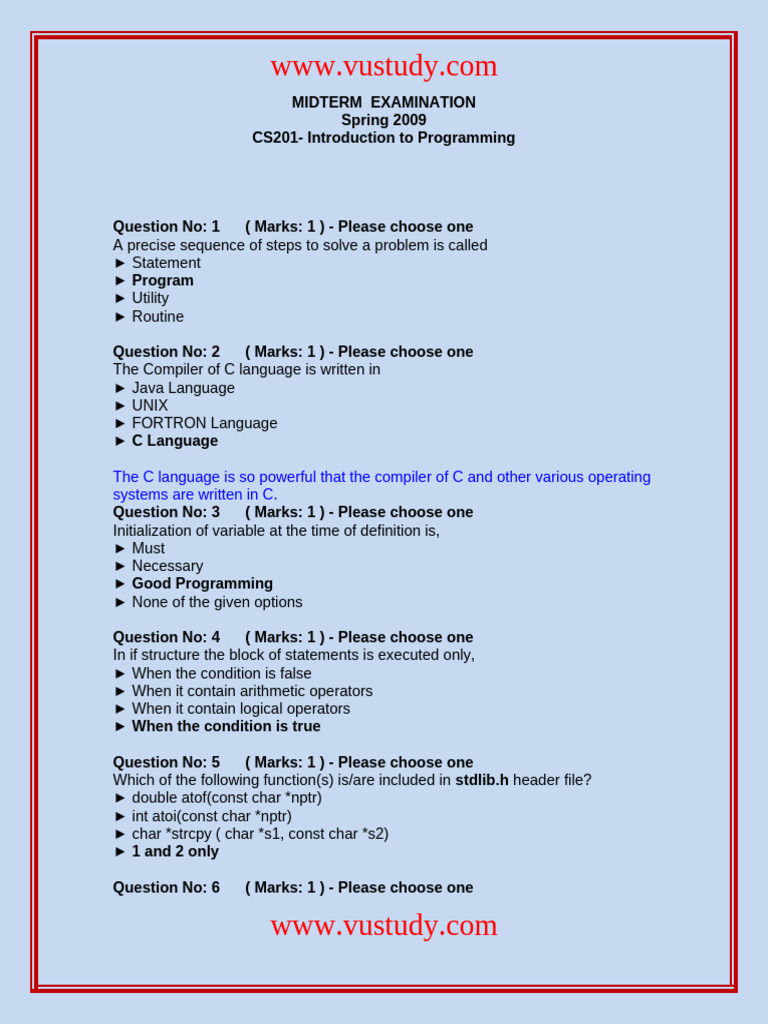 19.-Download_CS201-Midterm-Solved-MCQs-with-Reference | PDF | C (Programming Language ...