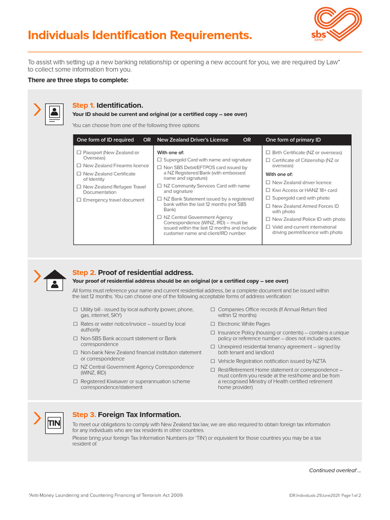 Individuals ID Requirement Form - PRINT - 29june21 | PDF | Identity ...