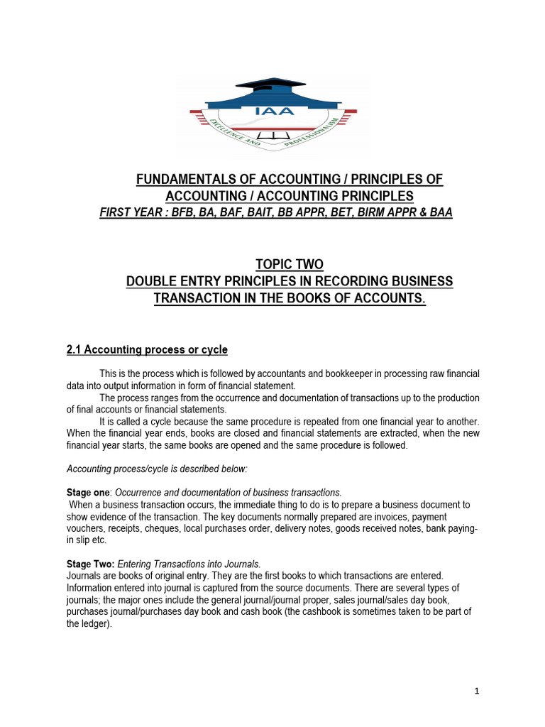 TOPIC TWO | PDF | Debits And Credits | Financial Economics